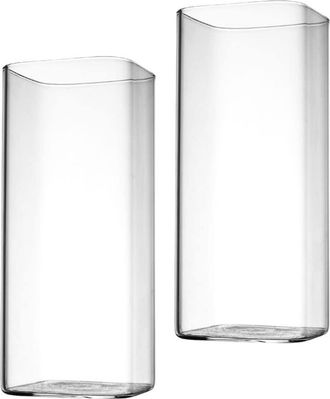 Angoily Trinkgläser 14 Oz Quadratische Gläser 2Er-Set Trinkbecher Glas Klares Barglas Für Wasser Saft Bier Getränke Cocktails Mixgetränke 400 Ml