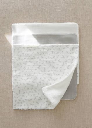 Mango Lot de 3 langes pour enfant en coton &agrave; motif feuilles &eacute;cru - Home - Taille unique - MANGO HOME