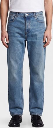 Ami Jean large en denim de coton &agrave; taille mi-haute et cinq poches