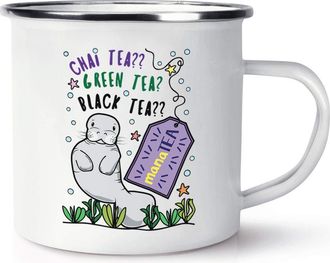 Gift Base Seekuh Tee Retro Emaille Becher Tasse