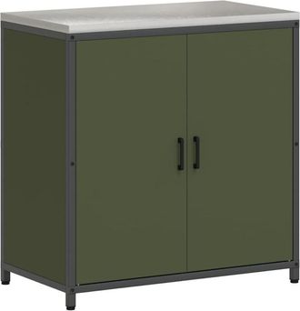 vidaXL K&uuml;chenlagerregal mit Regal mit Speicher mit T&uuml;r Olivgr&uuml;n Stahl Vidaxl