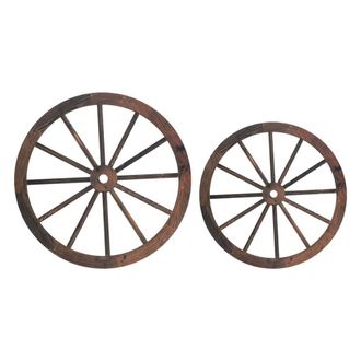 Pretyzoom 2 St&uuml;ck Wagenrad Holz Wagen Dekorad Holz-Wagenrad-Dekor Vintage Holzrad Wanddeko rustikales Dekorative R&auml;der f&uuml;r Gartenbar Terrasse Veranda