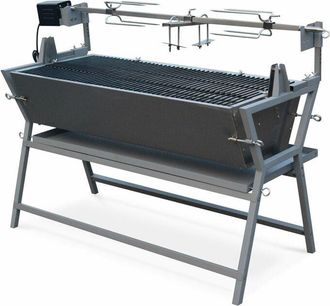 Sweeek R&ocirc;tissoire &eacute;lectrique inclinable - Mathurin Inox - Tournebroche. barbecue au charbon de bois &agrave; moteur pour grillades r&eacute;ceptions