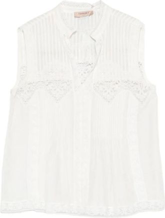 Twinset Femme, Blouses et Chemises, Blanc, Taille: 40 FR Top sans manches en coton et soie