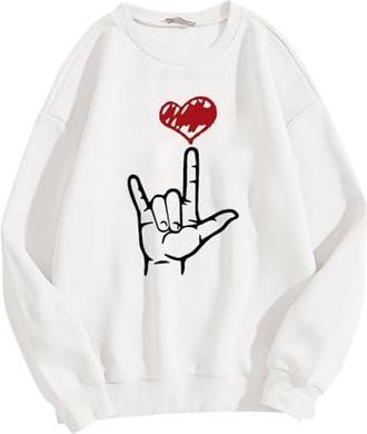 Generic T-shirts de Saint-Valentin pour femme cadeau de Saint-Valentin tailles tailles sweat-shirt imprim&eacute; manches longues col rond pull l&eacute;ger respirant sweat