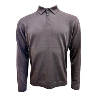 Roberto Collina Merino Polo Langarm - - Tops - Herren - Grau - 3XL