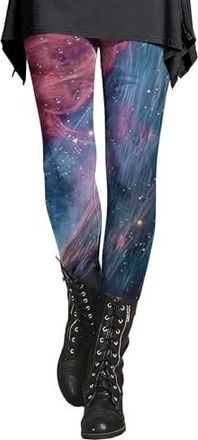 Generic Legging dhiver pour femme imprim&eacute; artistique, doux et extensible, legging de sport pour femme, maille 3/4, Rose, S