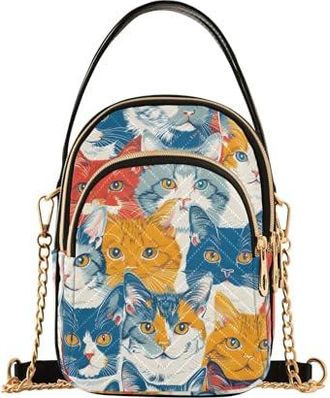 Mnsruu Sac à bandoulière vintage pour femme et chat avec sangle réglable