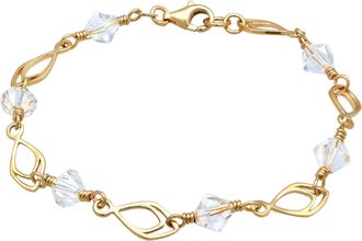 Elli Armband Damen Feder mit Kristalle Trendig in 925 Sterling Silber vergoldet