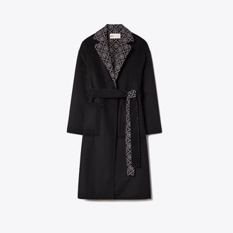 Tory Burch Wickelmantel aus Wolle mit T-Monogramm