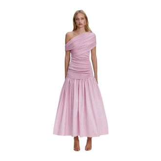 Self Portrait Asymmetrisches- drapiertes Midikleid - - Dresses - Damen - Rosa - XS