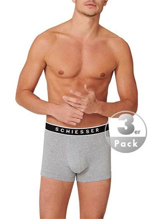 Schiesser Herren Trunks grau Baumwolle unifarben
