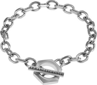 A|X Armani Exchange Armband Für Männer, Länge: 220mm, Breite: 17.5mm, Höhe: 20mm Silbernes Edelstahlarmband, AXG0103040