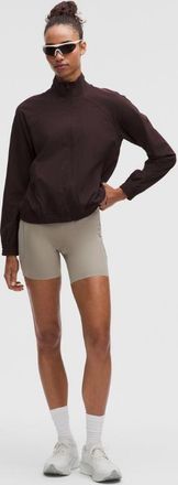 lululemon Fast and Free Shorts mit hohem Bund 5 Taschen f&uuml;r Frauen - 15 cm - Khaki - Gr&ouml;&szlig;e 12