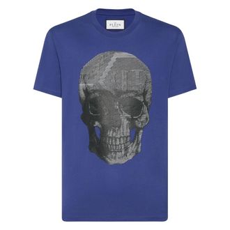 Philipp Plein Jersey T-shirt Rundhals SS Skull - - Tops - Herren - Blau - 2XL