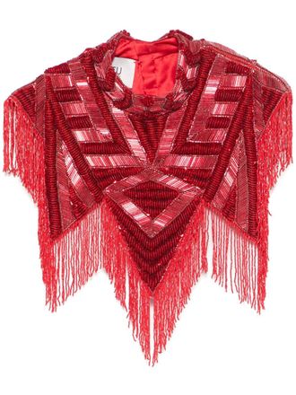 Atu Body Couture haut à détails de perles - Rouge