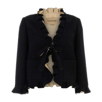 Valentino Garavani Femme, Vestes, Noir, Taille: 36 FR Blazer en soie avec frontal