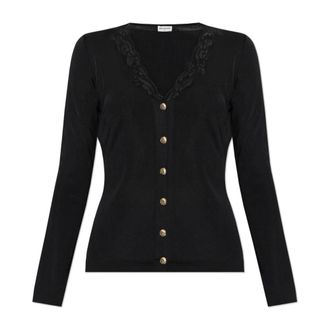 Balmain Strickjacke mit Spitzendetails - - Knitwear - Damen - Schwarzk - 2XS