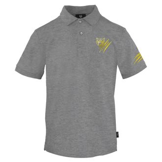 Plein Sport Small Tiger Scratch Logo Graues Poloshirt