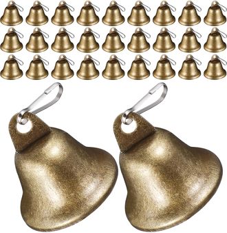Holibanna 40 St&uuml;ck Vintage Metall H&auml;ngeglocken mit Klarem Klang Retro Christbaumschmuck Girlandengl&ouml;ckchen und Deko Anh&auml;nger f&uuml;r Weihnachtsdeko Party und Bastel