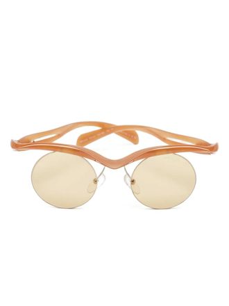 Prada lunettes de soleil &agrave; monture ronde - Marron