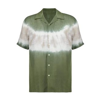 120% Lino Homme, Chemises, Vert, Taille: L Chemise en lin tie-dye