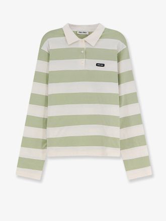 Miu Miu Cotton polo shirt with striped pattern - MIU MIU - gender_Woman