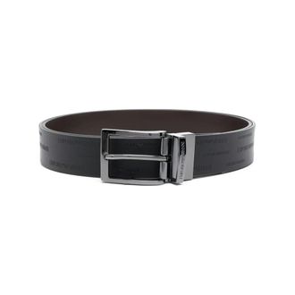 Emporio Armani Homme, Accessoires, Noir, Taille: ONE Size Ceinture R&eacute;versible en Cuir avec Lettres Estamp&eacute;es sur lEnsemble