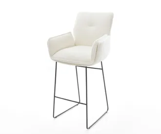 DELIFE Barstuhl Nela-Flex Boucl&eacute; Soft Beige Kufengestell Metall Schwarz, Barst&uuml;hle