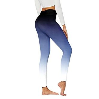 Generic Legging d&eacute;contract&eacute; et confortable pour femme avec imprim&eacute; d&eacute;grad&eacute;, bleu, XXL