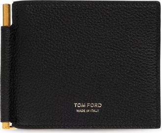 Tom Ford Homme, Accessoires, Noir, Taille: ONE Size Portefeuille Pliable en Cuir