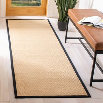 Safavieh Naturfaser Teppich für Wohnzimmer, Esszimmer, Schlafzimmer, Natural Fiber Collection, Kurzer Flor, Beige und Schwarz, 76 x 244 cm