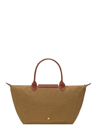 Longchamp Womens Shoulder Bag With Green Leather Zip Polyamide