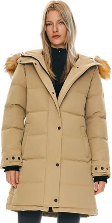 Orolay Damen Lsolierter Daunenmantel Winter Kapuzen-Steppjacke mit Kunstpelz Female Winterjacke Khaki XS