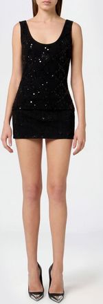 Philipp Plein Top slim fit en jersey de coton avec logo Hexagon en strass