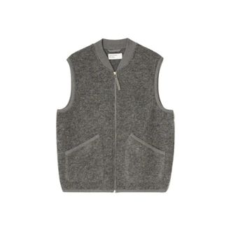Universal Works Gilet z zamkiem - Homme - Pulls - Gris - Taille: M