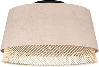 Eglo Deckenlampe Tabley, natürliche Deckenleuchte, Wohnzimmerlampe aus Leinen und Bambus, Aufbaulampe für Wohnzimmer und Schlafzimmer, Lampe mit E27 Fassun