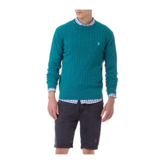 U.S.Polo Association Girocollo Treccia - - Knitwear - Herren - Gr&uuml;n - XL