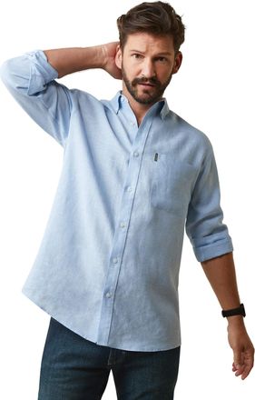 Ariat Mens Sonoma Shirt Long Sleeve in Powder Blue, Size Medium, by Ariat