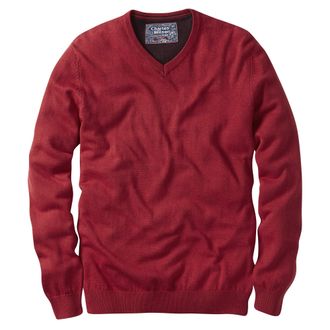 Charles Wilson Feinstrick Baumwollpullover mit V-Ausschnitt f&uuml;r Herren (L, Red (0422))