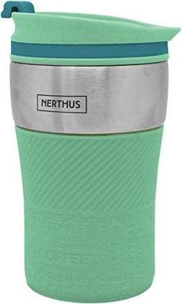 Nerthus Kitchenware T FIH 237 doppelwandig Kaffeebecher, grau, 250 ml, Edelstahl, 14 x 8 x 8 cm