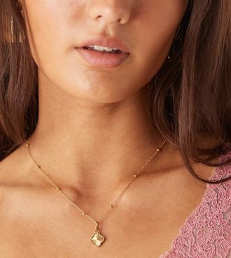 Abbott Lyon Collier en acier inoxydable étanche plaqué or 18 carats avec pendentif trèfle texturé-Doré