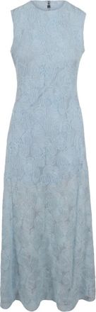 Rotate Rotate Birger Christensen, Femme, Robes, Bleu, Taille: 38 FR Robe en maille textur&eacute;e &agrave; motif floral