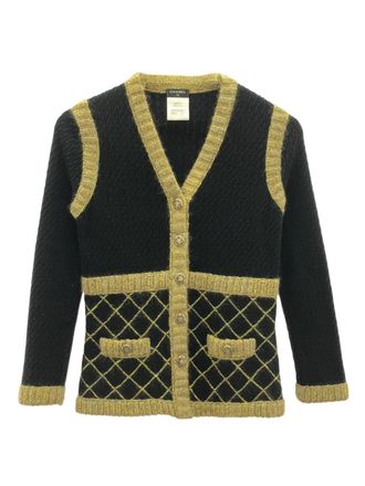 Chanel cardigan nervur&eacute; &agrave; losanges (ann&eacute;es 2010) - Noir