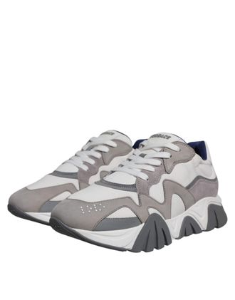 Versace Mens Grey Leather Neoprene Chunky Low Top Squalo Sneakers Shoes Gray Co Vl