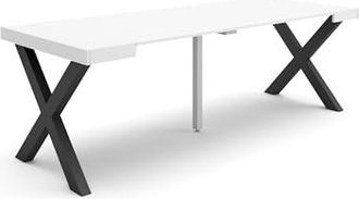 Skraut Home | Ausziehbarertisch | Multifunktionaler ausziehbarer | 220 | Für 10 Gäste | Massivholz Beine | Moderner Stil | Weiß