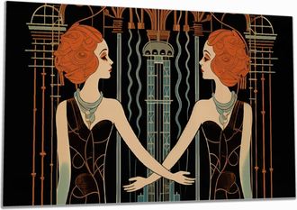 Wallario Herdabdeckplatte/Spritzschutz aus Glas, 1-teilig, 90x52cm mit 13mm hohen Füßen, für Ceran- und Induktionsherde, Art Deco im Einklang