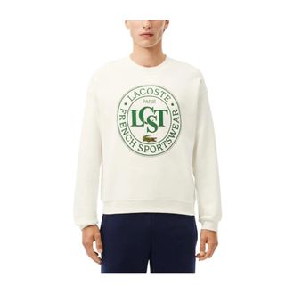 Lacoste Homme, Sweatshirts et sweats à capuche, Blanc, Taille: 2XL SweaT-shirt Crocodile Oversize