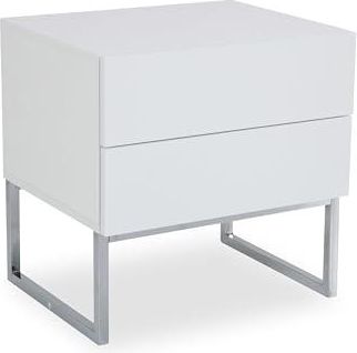 Robas Lund Nachtkonsole weiß hochglanz, Nachtkommode mit Schubladen für Polsterbett Nako Boxspringbett Nachtschrank, BxHxT 50x50x40 cm