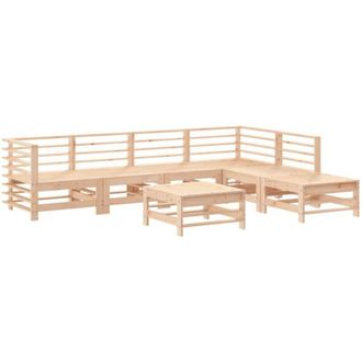 vidaXL Vidaxl - Salon de jardin 7 pcs en bois de pin massif - Canap&eacute;s modulables avec repose-pieds - Dimensions 57,5 x 63,5 x 60 cm - Capacit&eacute; 110 kg par